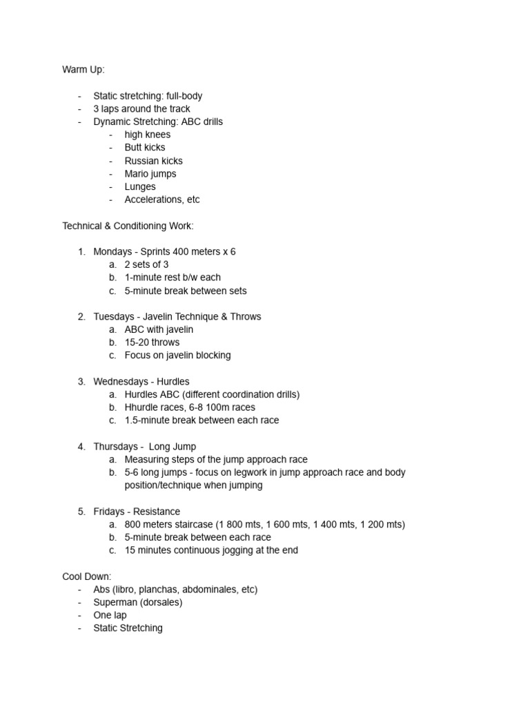 Workout Plan - November PE | PDF