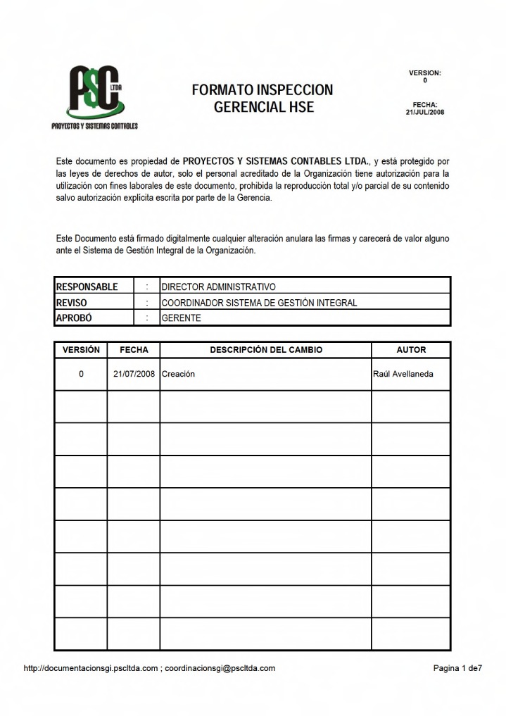 Formato Inspeccion Gerencial Hse | PDF