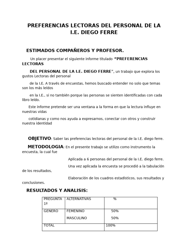 Preferencias Lectoras | PDF