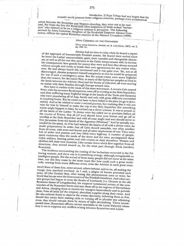 Discussion 7 - Anna Comnena On The Crusaders | PDF