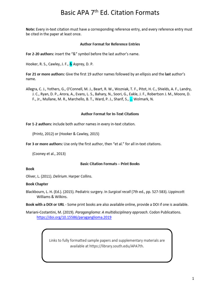 APA 7th Cheat Sheet 2022 | PDF | Digital Object Identifier