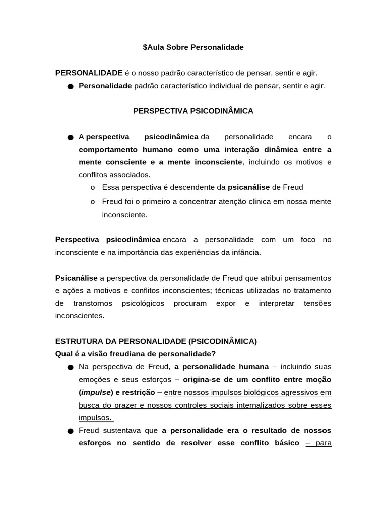 Teorias da Personalidade: Freud e Além | PDF | Sigmund Freud | Psicologia