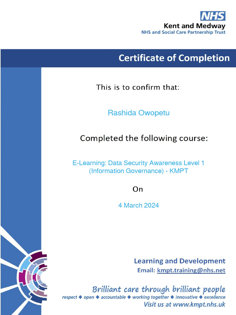 E-Learning Data Security Awareness Level 1 (Information Governance ...