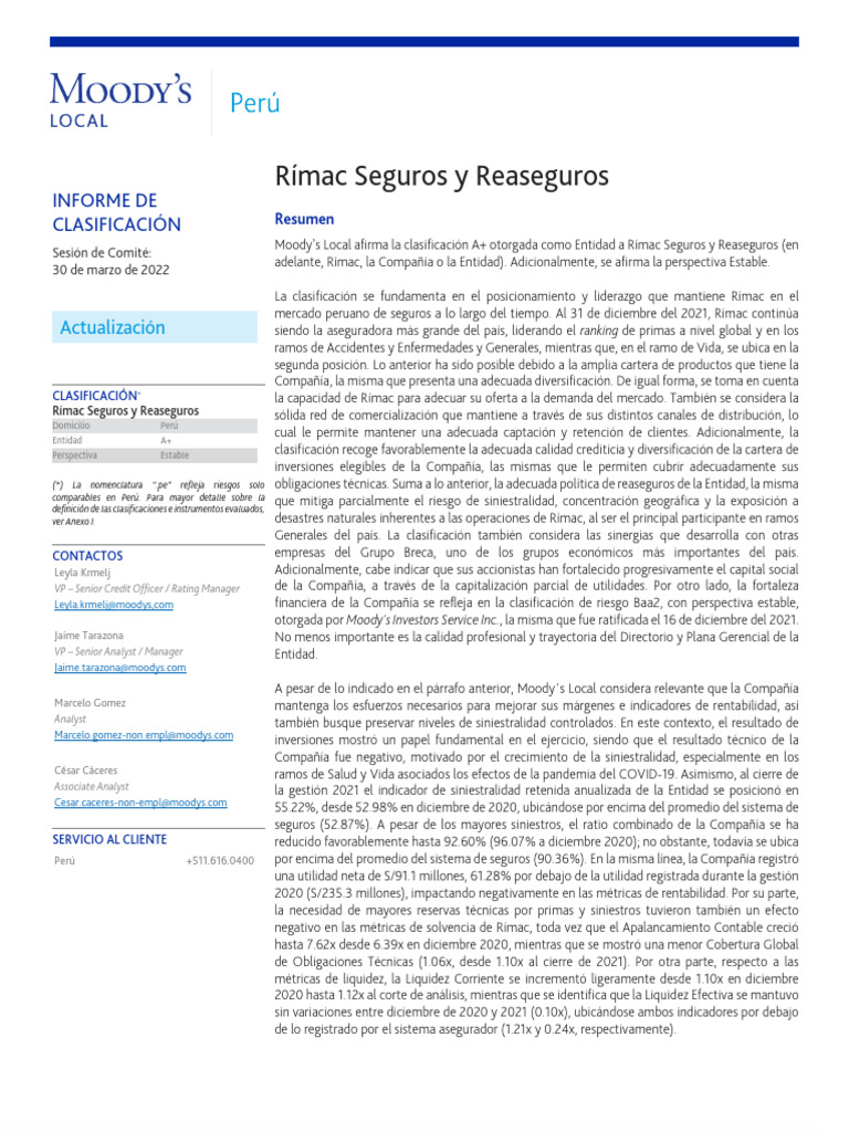 Rimac Seguros Dic 2021 | PDF | Seguro | Reaseguro