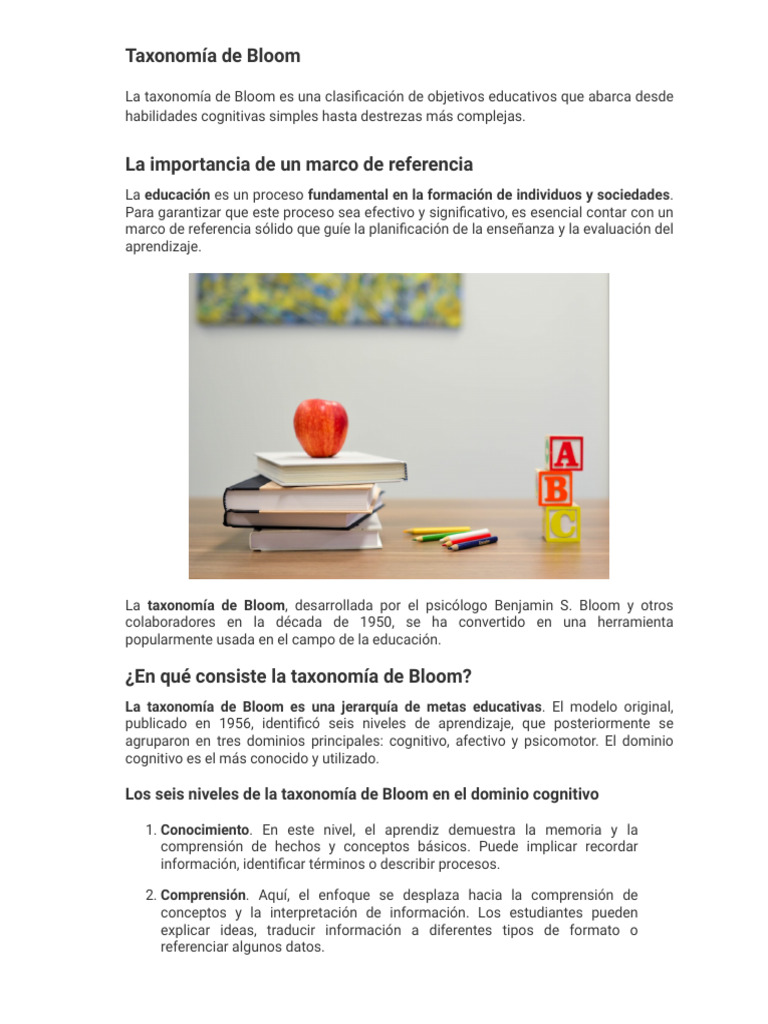 La Taxonomía de Bloom_ Marco Para La Educación (Explicado) | PDF ...
