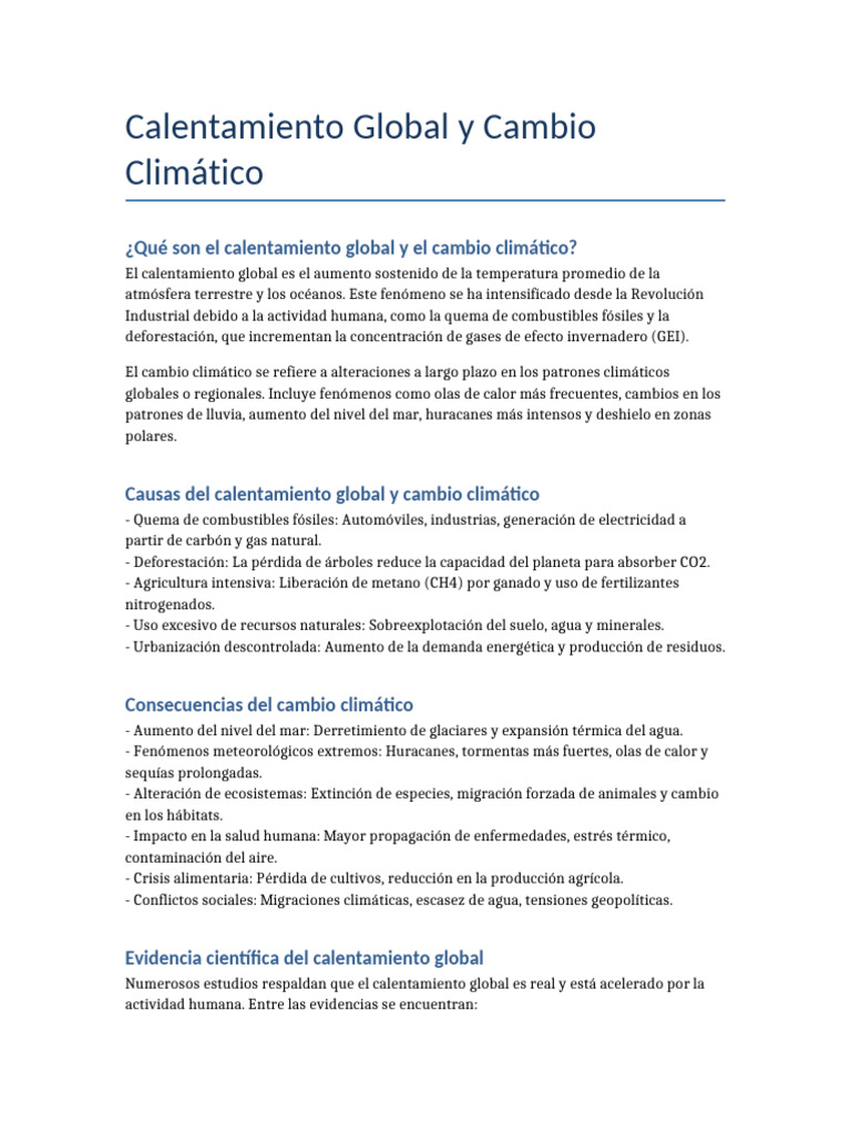 Calentamiento Global y Cambio Climatico Extendido | PDF | Cambio ...