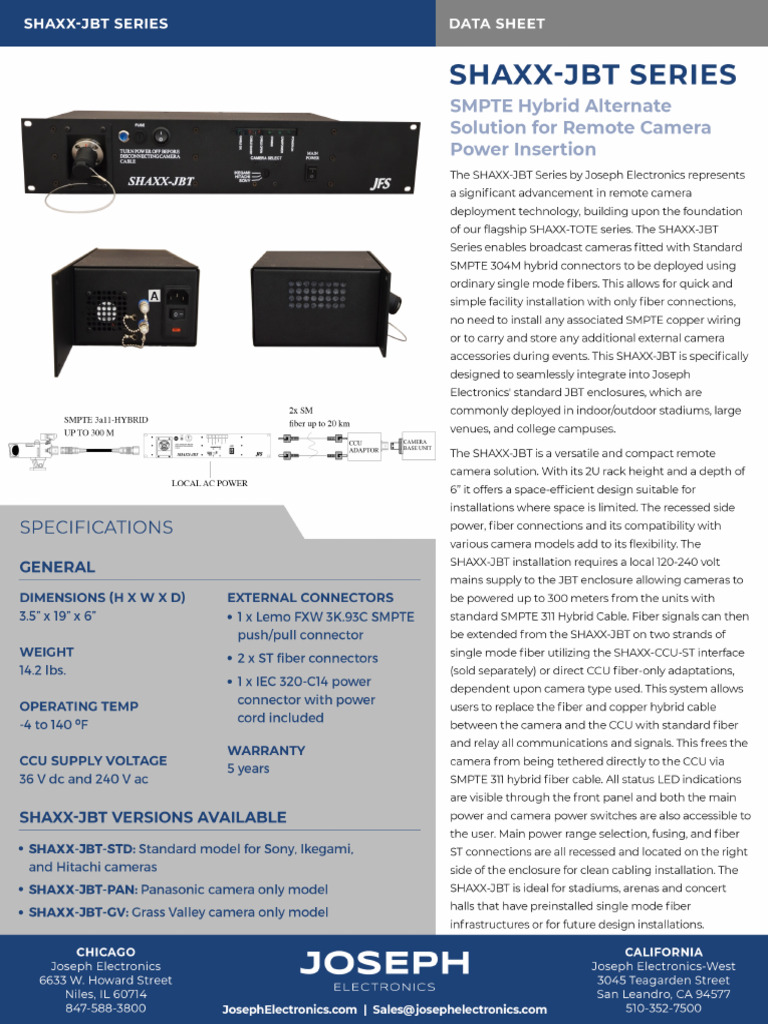 JE Shaxx JBT Series Data Sheet | PDF