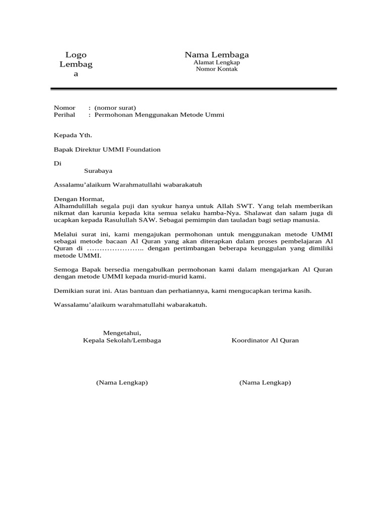 Fix Format Pengajuan Pengguna Baru Metode Ummi | PDF