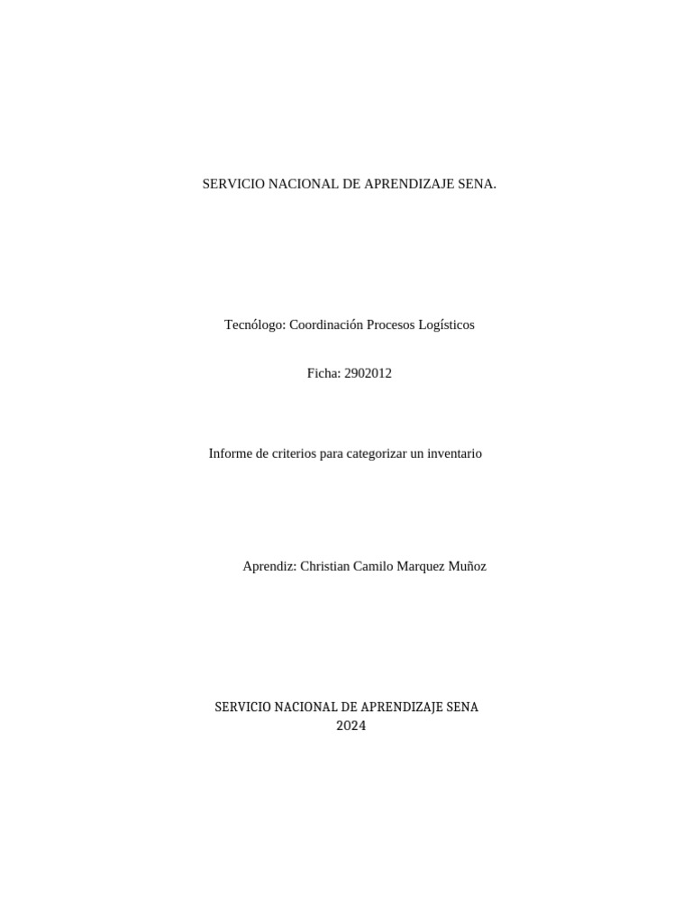 Informe de Criterios para Categorizar Un Inventario 2 | PDF | Cliente ...