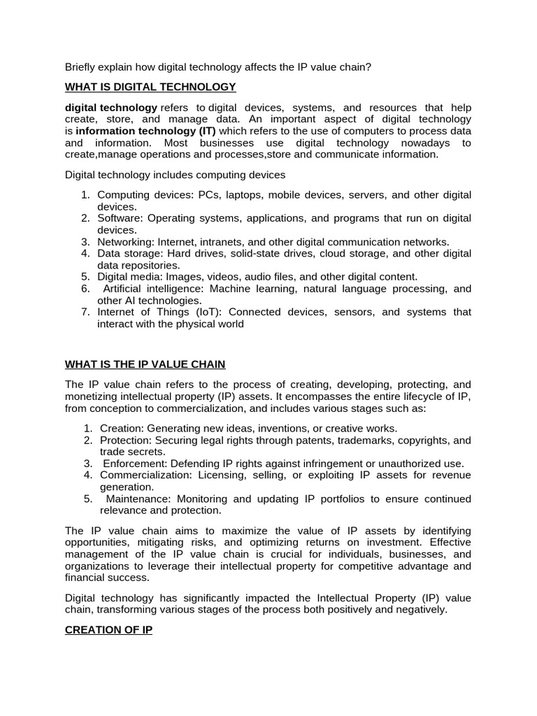 Digital Technology and The IP Value Chain | PDF | Intellectual Property ...