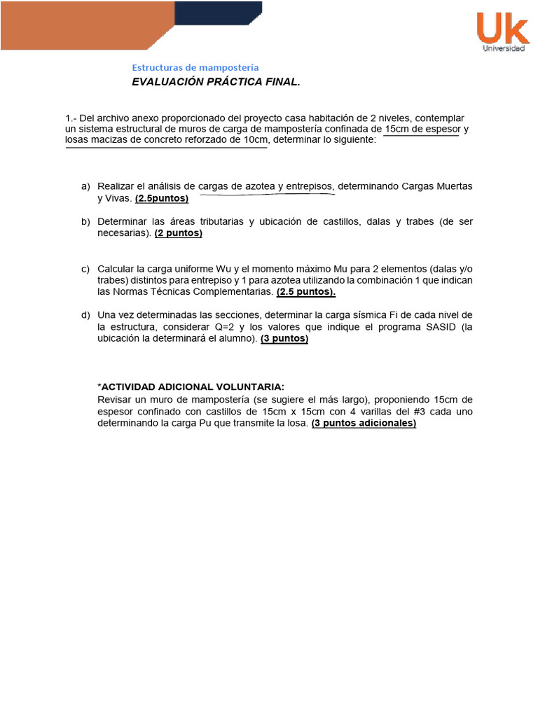 Evaluación Práctica Final | PDF | Albañilería | Materiales de construcción