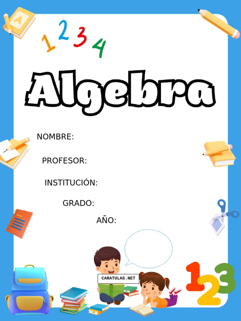 Caratula de Algebra para Primaria | PDF
