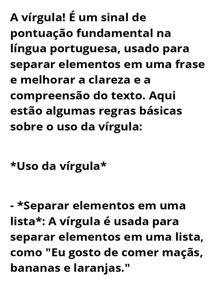 A Vírgula! É Um Sinal de Pontuação Fundamental Na Língua Portuguesa ...