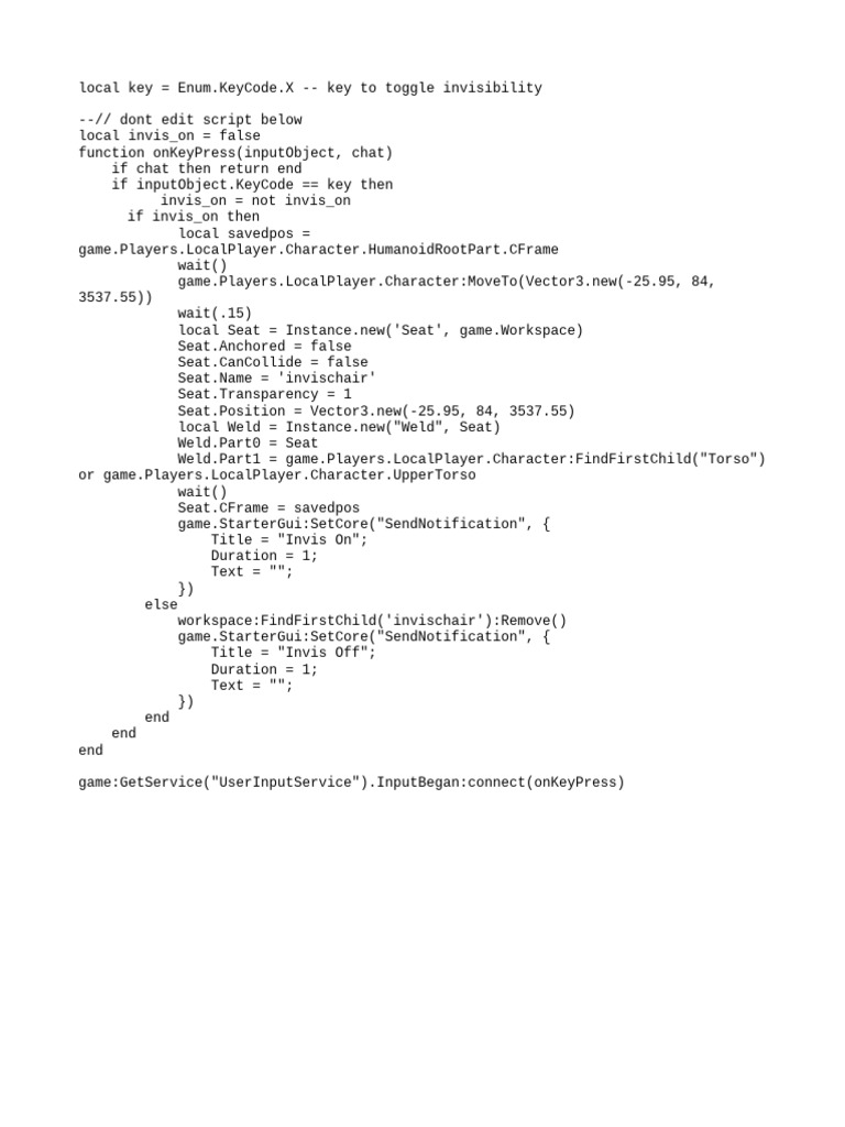 FE Invisibility Keybind | PDF