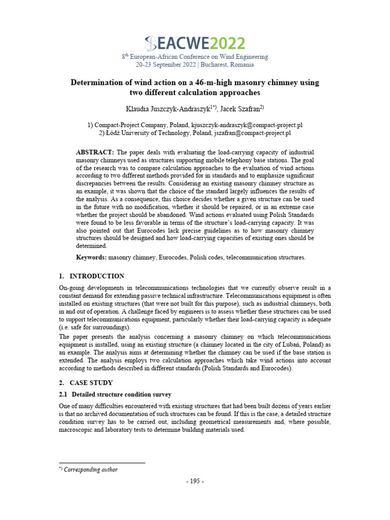 Wind Action on Masonry Chimneys | PDF | Chimney | Surveying
