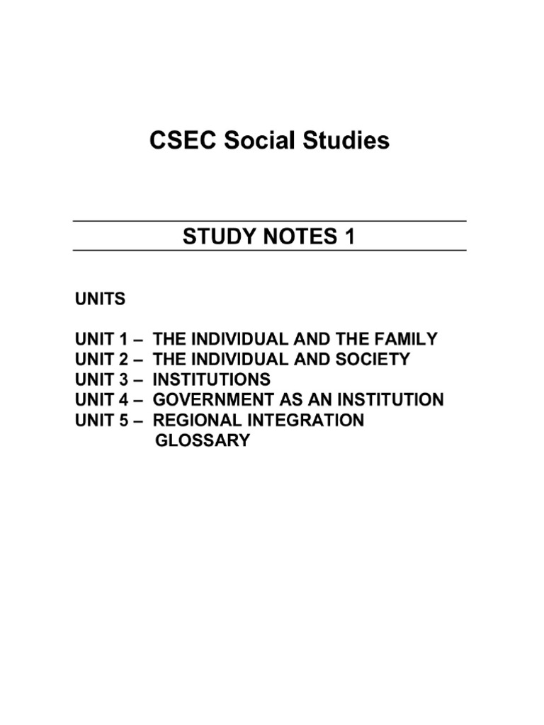 CSEC Social Studies Study Notes - 22 | PDF