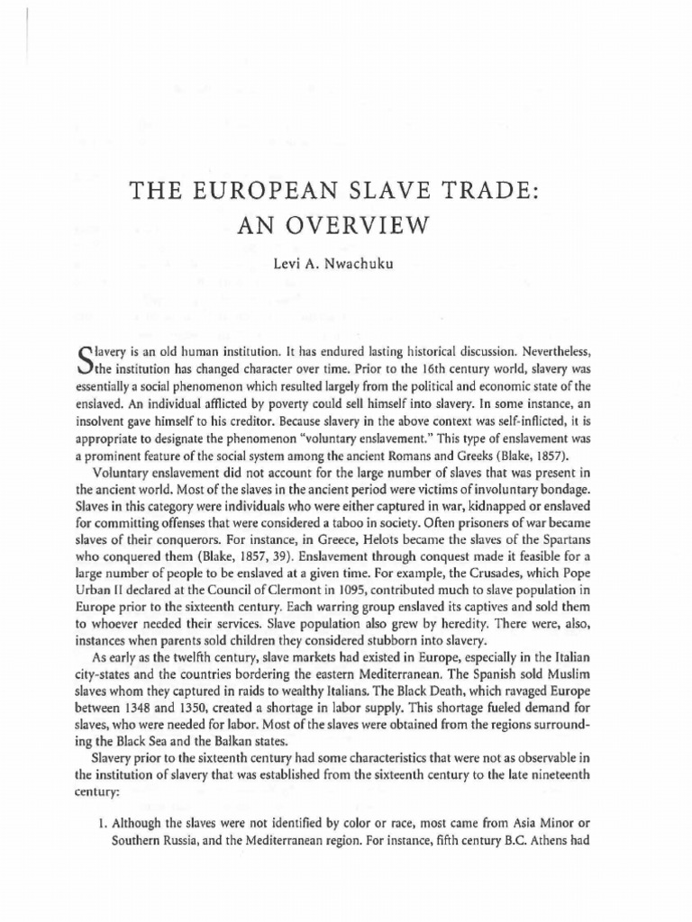 European Slave Trade Nwachuku | PDF | Slavery | Atlantic Slave Trade