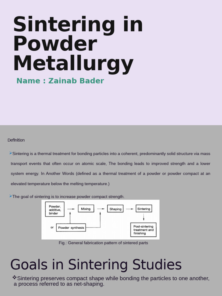 Sintering in Powder Metallurgy-Zainab Bader | PDF | Sintering | Mechanical Engineering