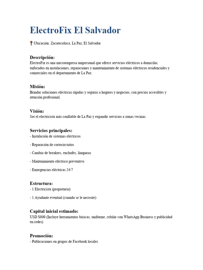 ElectroFix El Salvador | PDF