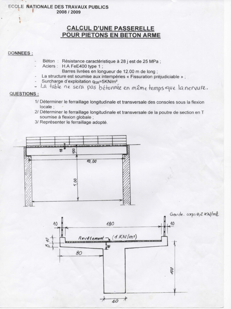 Calcul D'une Passerelle Pour Piétons | PDF