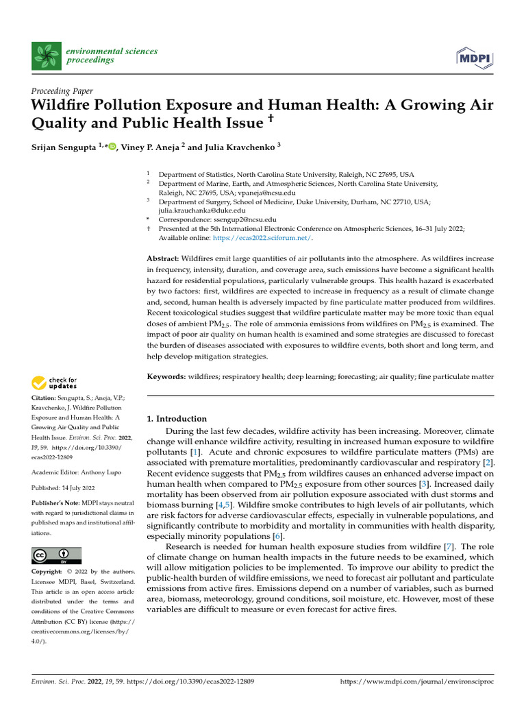 Wildfire Pollution Exposure and Human Health A Gro | PDF | Air ...