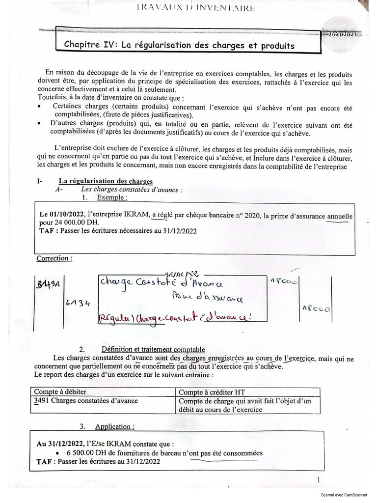 Chapitre 4 La Régularisation Des Charges Et Des Produits ( (La ...