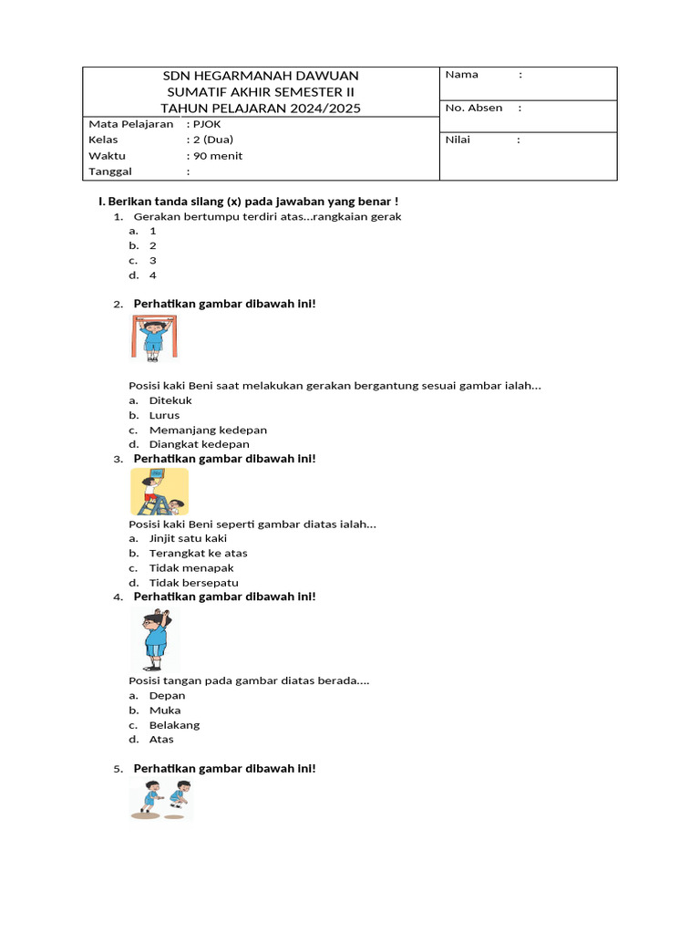 Soal PAS PJOK Kelas 2 Semester 2 | PDF