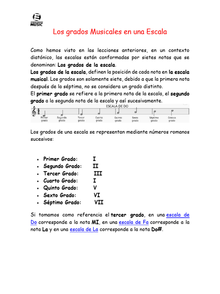 Los Grados Musicales en Una Escala | PDF | Escala (música) | Teoría musical