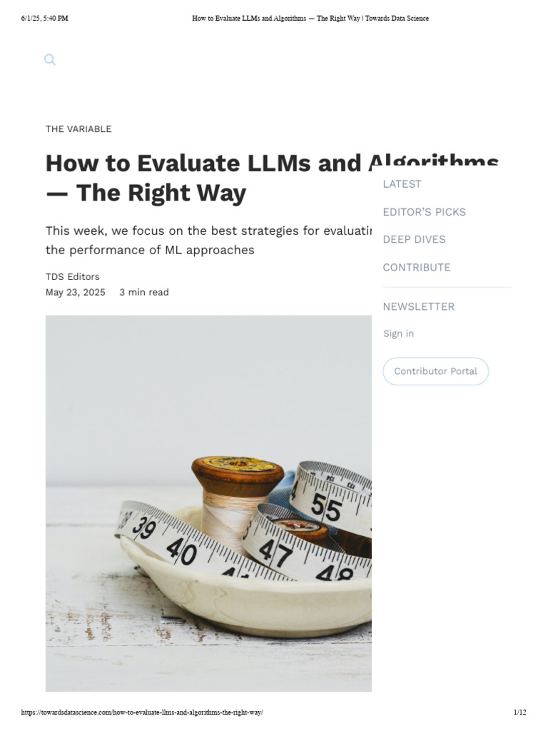 How To Evaluate LLMs and Algorithms - The Right Way - Towards Data Science | PDF | Data Science ...