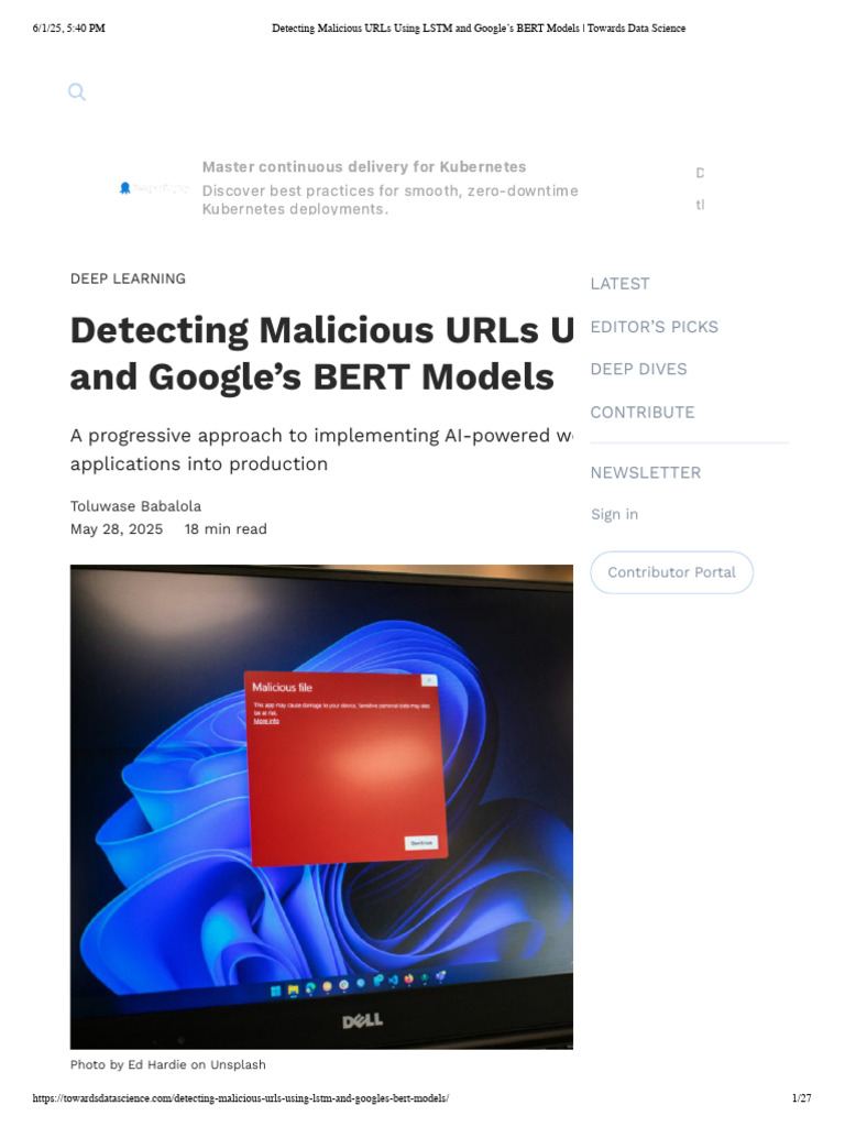 Detecting Malicious URLs Using LSTM and Google’s BERT Models _ Towards Data Science | PDF ...