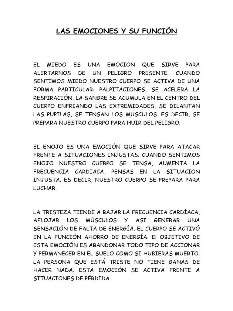 Emociones y Su Función | PDF | Las emociones | Temor