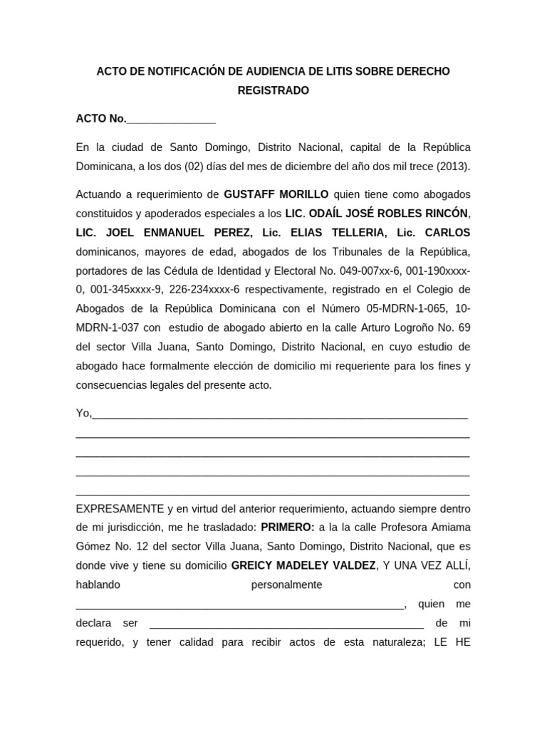 Notificación de Audiencia de Litis Legal | PDF | Gobierno