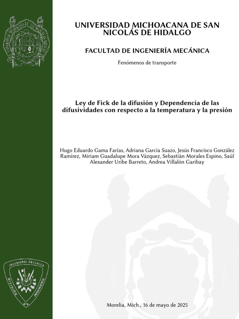 Ley de Fick y Difusividad en Transporte | PDF | Difusión | Fenomeno fisico