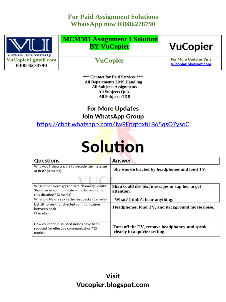 MCM301 Assignment 1 Spring 2025 by VuCopier | PDF | Human Communication | Sound
