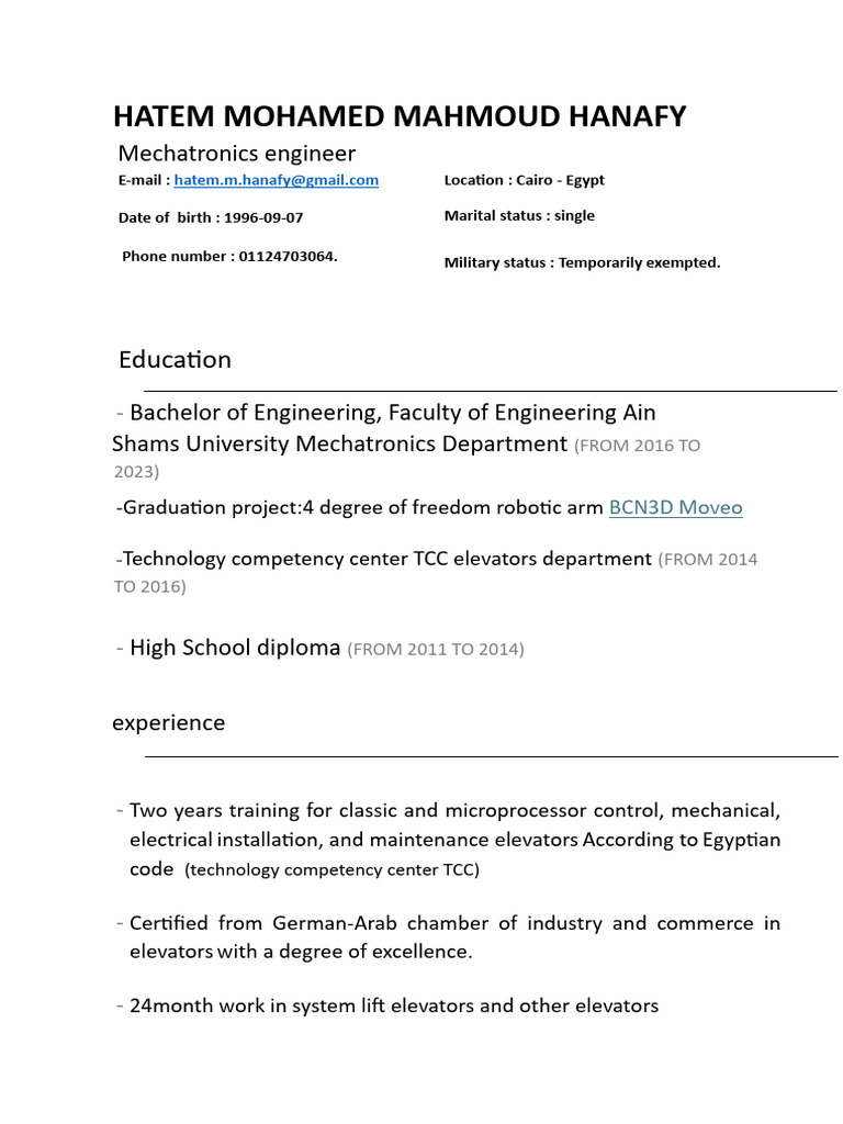 Hatem Hanafy Cv- | PDF