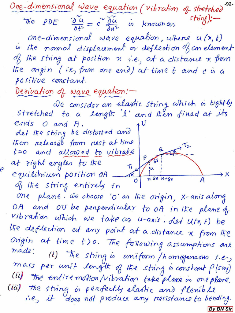 Note 11 - One-Dimensional Wave Equations and Its Solution (Pg. 92 - 101) | PDF