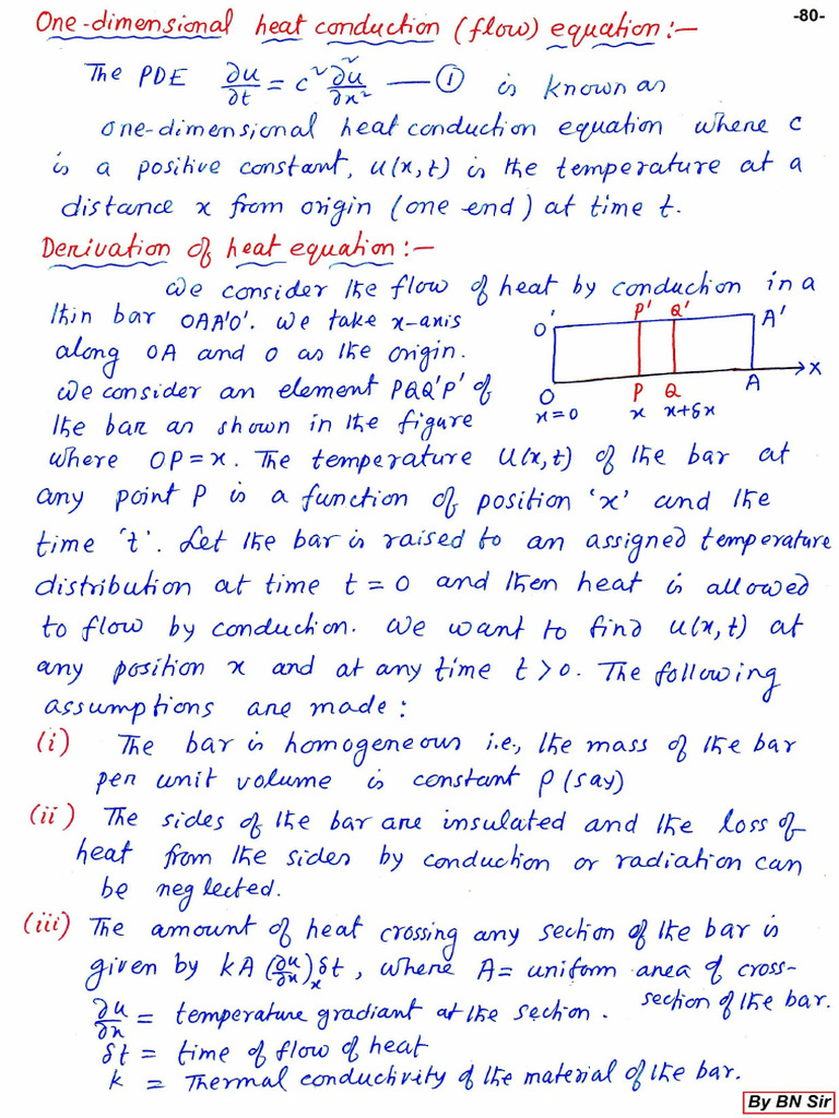 Note 10 - Heat Equations and Their Solutions (Pg.80-91) | PDF