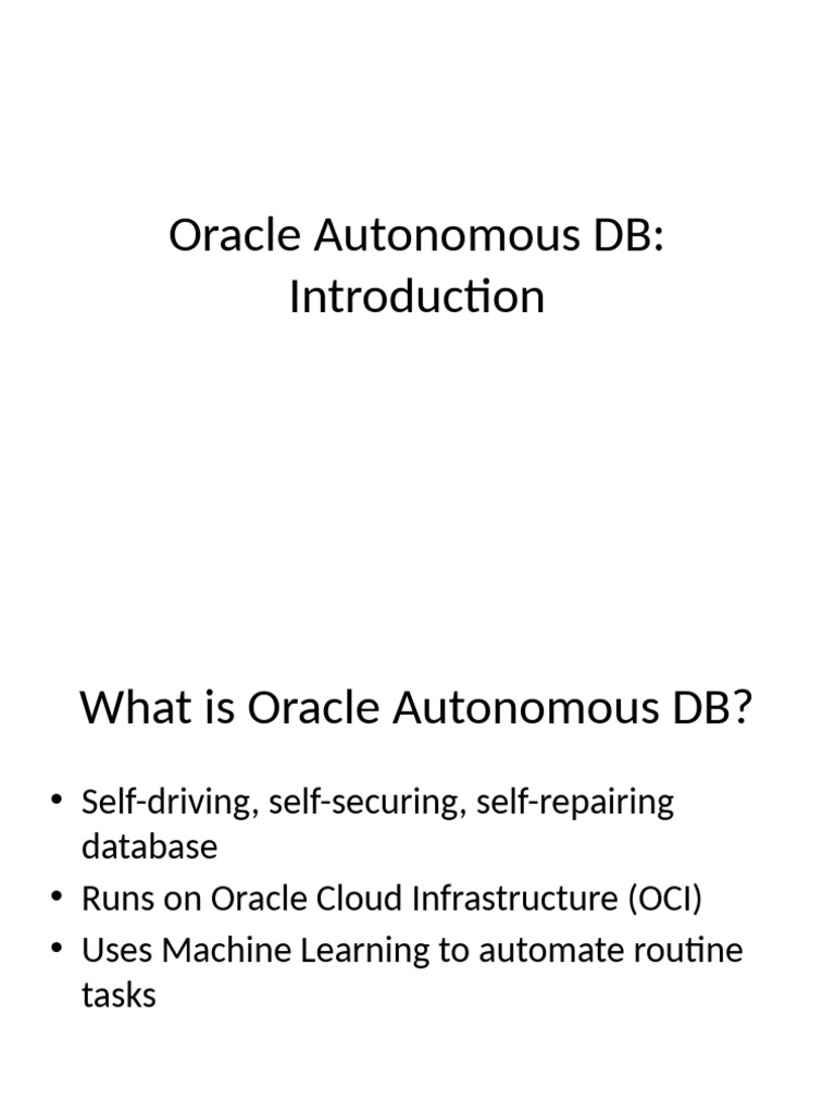 Oracle Autonomous DB Intro - 23ai | PDF