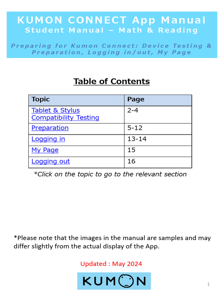 Kumon Connect App Student Manual | PDF | Tablet Computer | Safari (Web ...