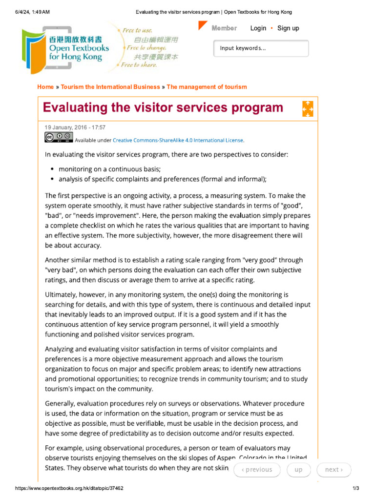 Evaluating The Visitor Services Program - Open Textbooks For Hong Kong ...