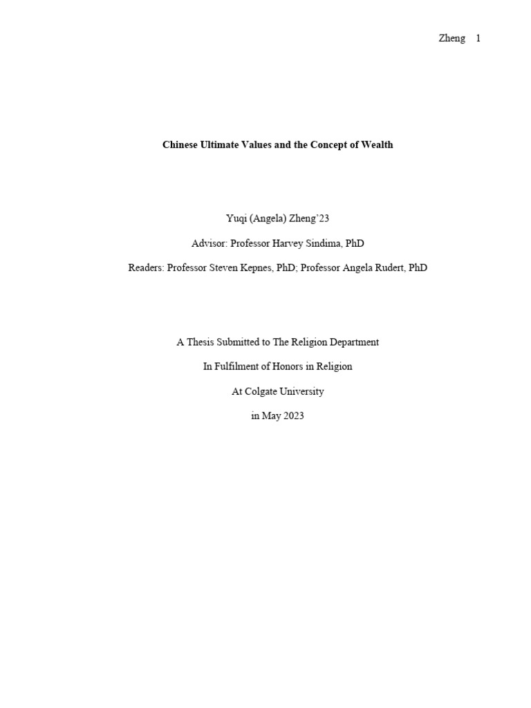Angela Zheng - Honors Thesis in Religion | PDF | Confucianism ...
