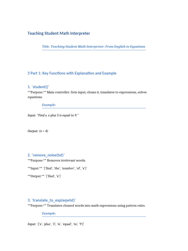 Math Interpreter Teaching | PDF | Equations | Applied Mathematics