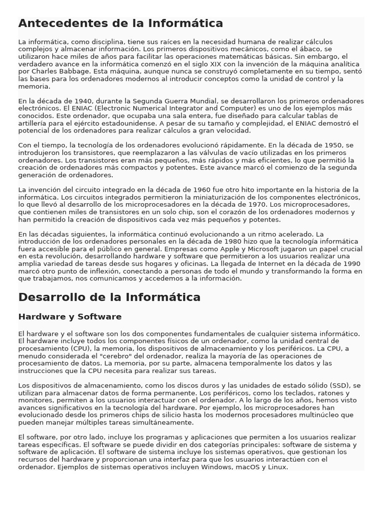 Historia y Evolución de la Informática | PDF | Internet de las Cosas ...