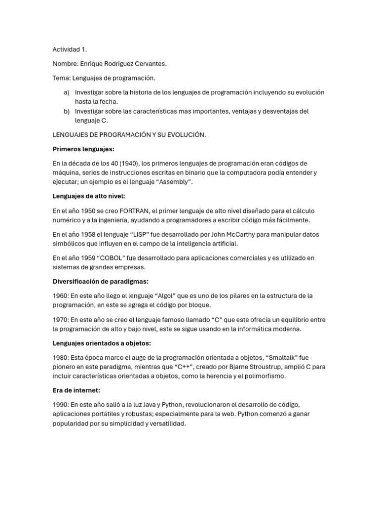 Lenguajes de Programacion | PDF