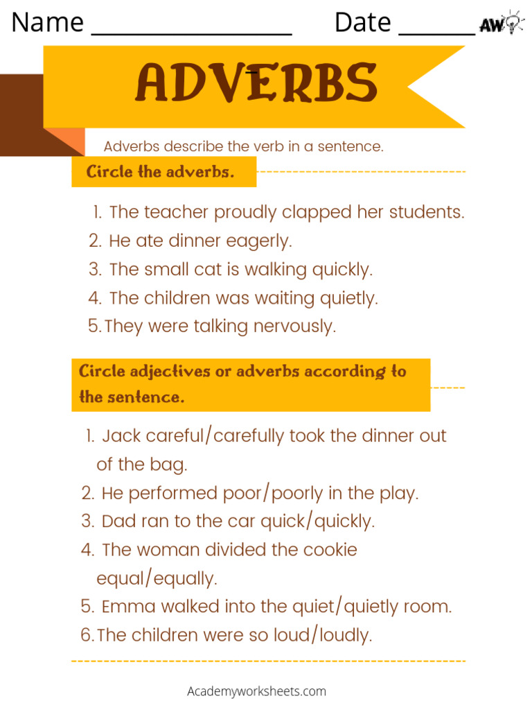 Parts of Speech Adverbs | PDF