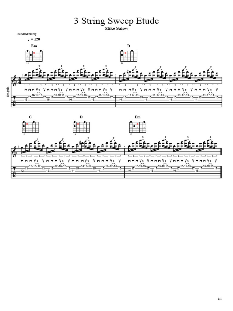 3 String Sweep Picking Etude | PDF | Chordophones | European Musical ...