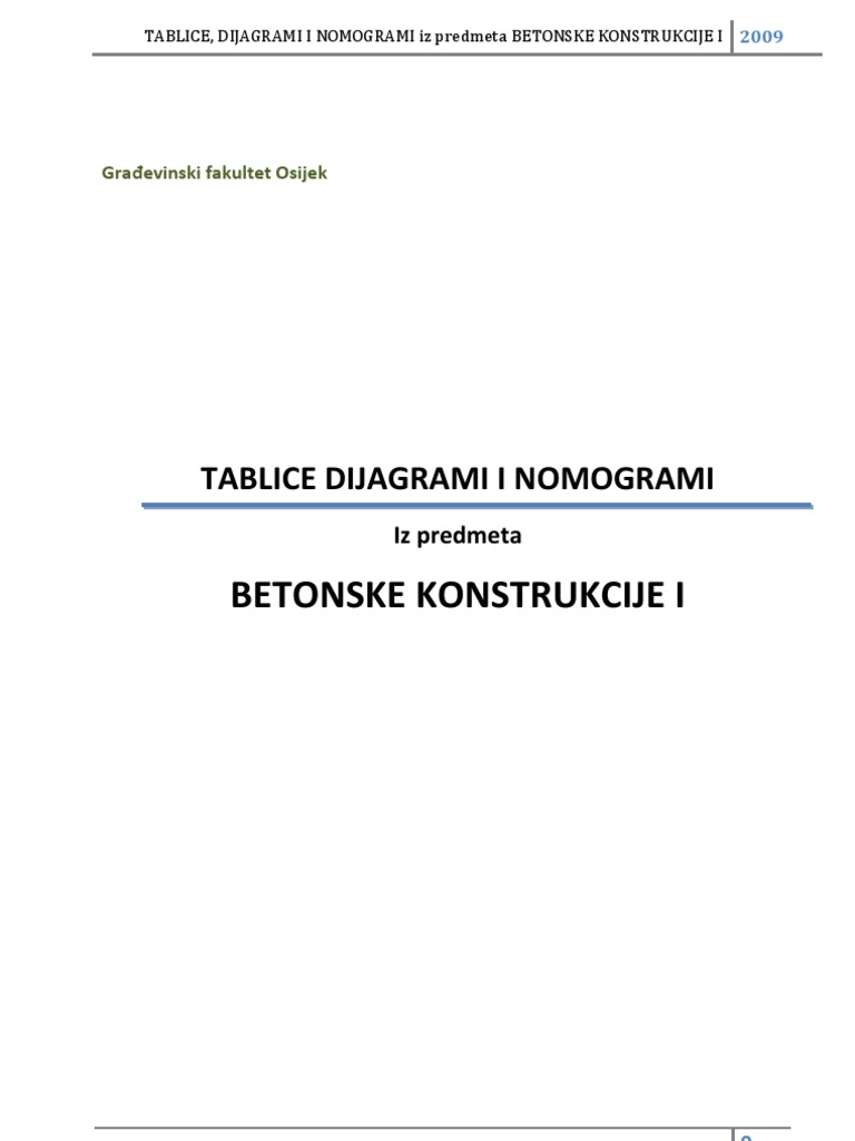 Tablice Betonske Konstrukcije 1 | PDF