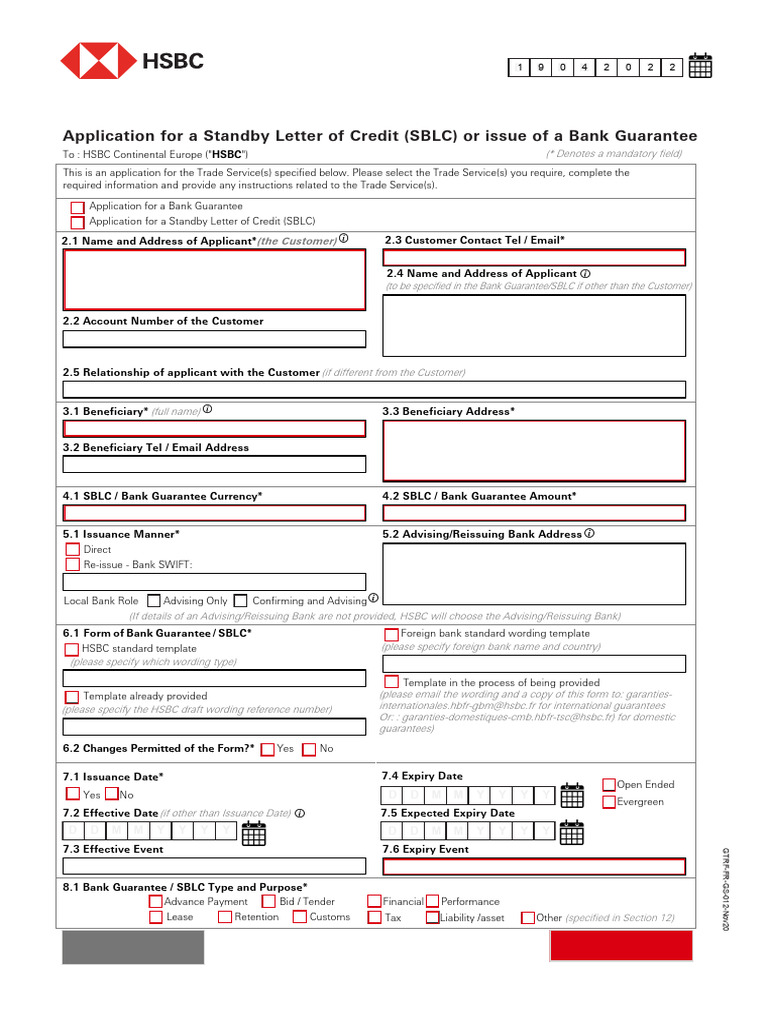 Application For Bank Guarantee and SBLC | PDF | Letter Of Credit | Business