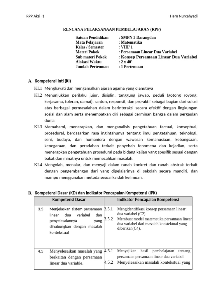 RPP Aksi -1 | PDF