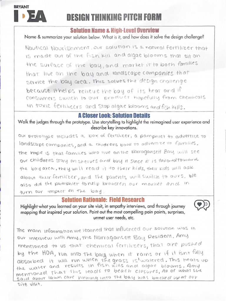 Design Thinking Pitch Form | PDF